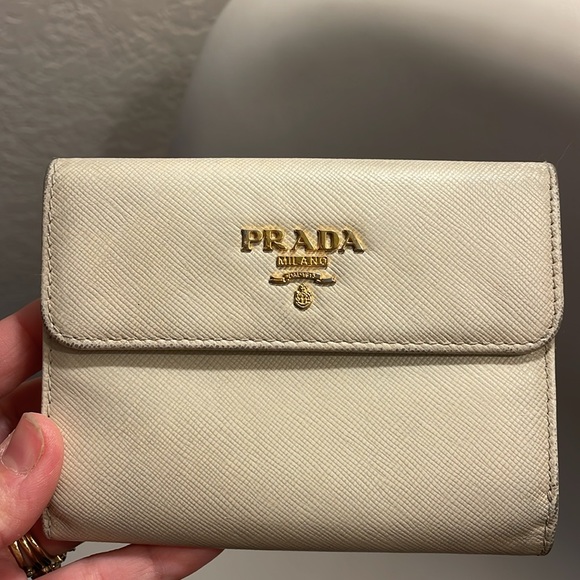 Prada | Bags | Authentic Prada Saffiano Leather Snap Wallet | Poshmark